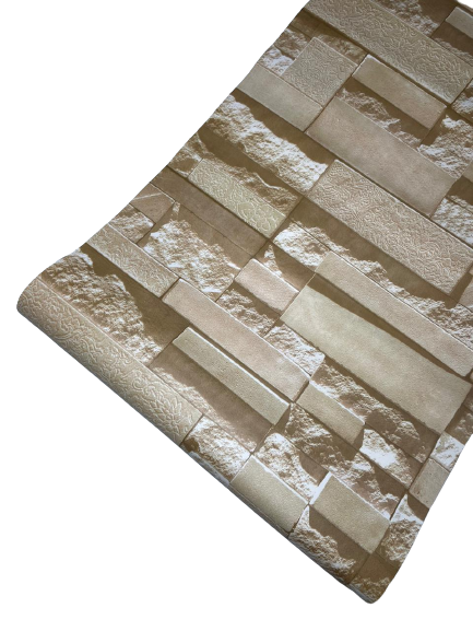 Stone Carve Beige – PVC Wallpaper – Red and Wine Decor