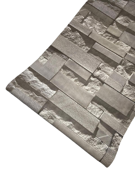 Stone Carve – PVC Wallpaper – Red and Wine Decor